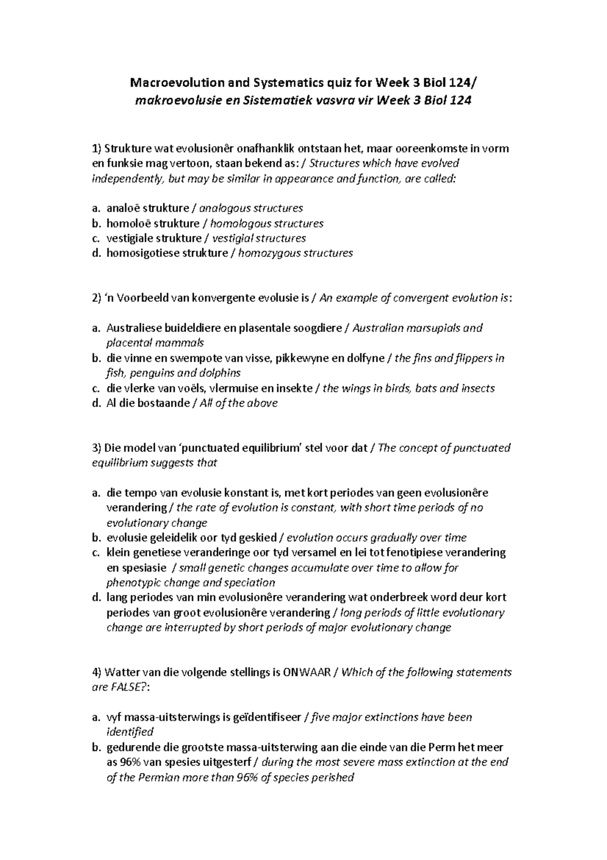 Practice Questions Week3 Macroevolution Macroevolution And 3841