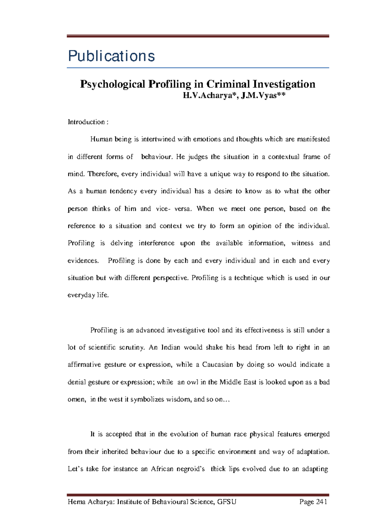 Psychological profiling in criminal investigation - Publications ...