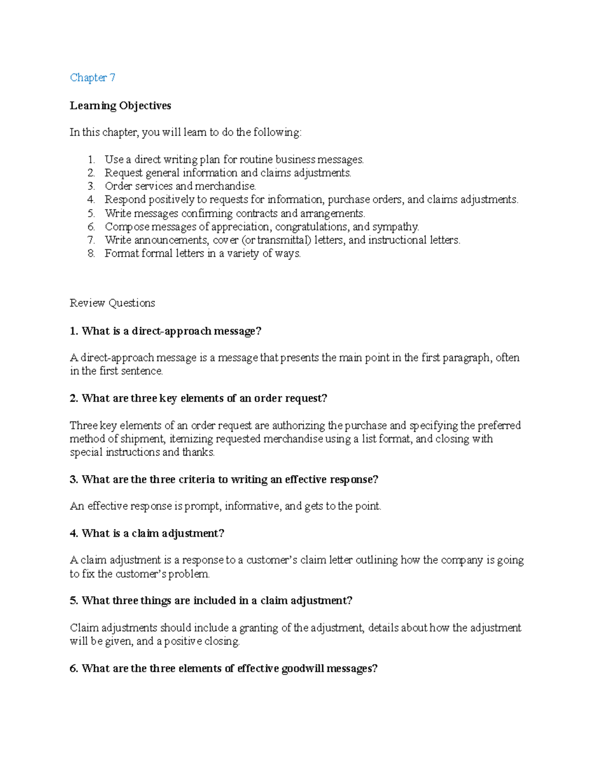 Chapter 7 comm 205 final exam - Chapter 7 Learning Objectives In this ...
