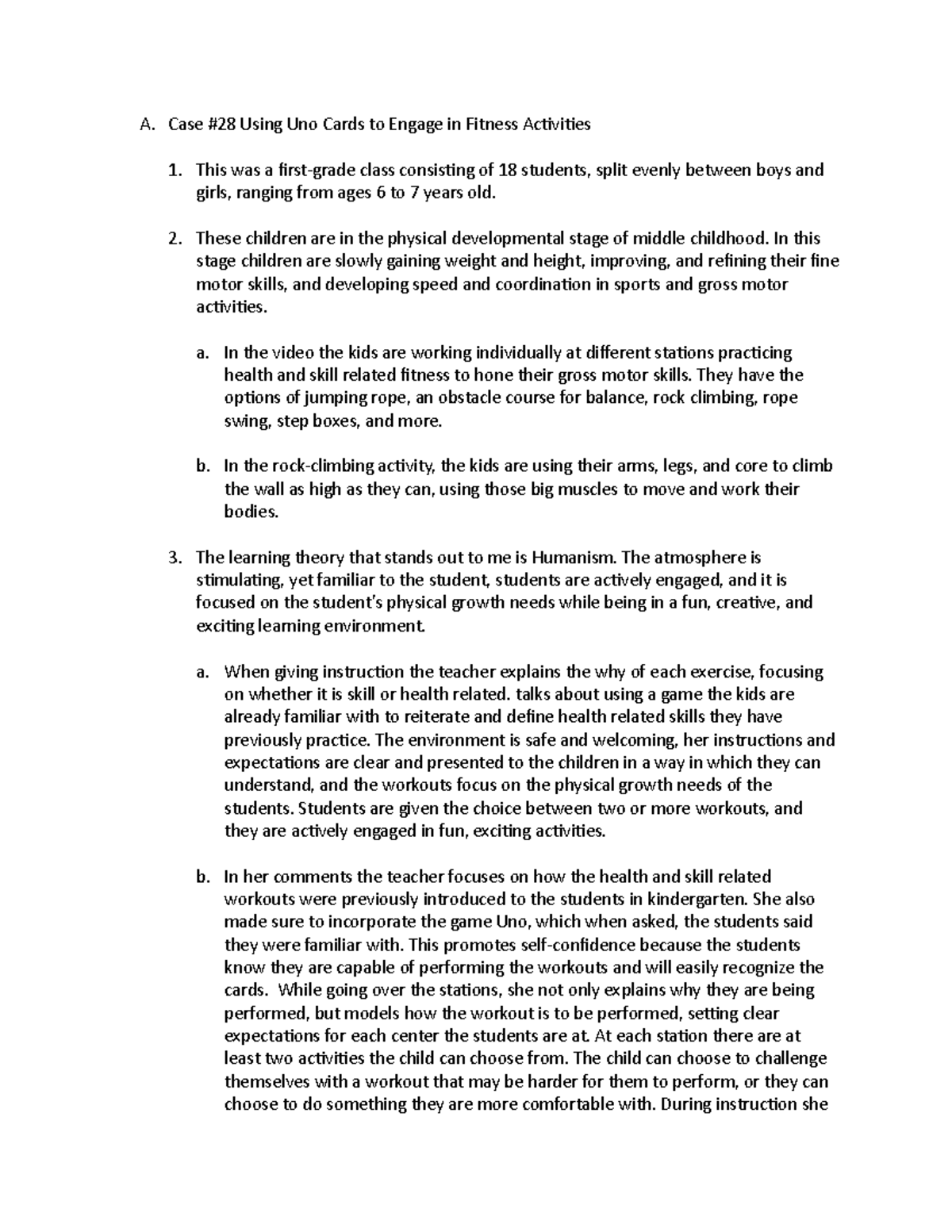 Ed Psych Task - A. Case #28 Using Uno Cards to Engage in Fitness ...