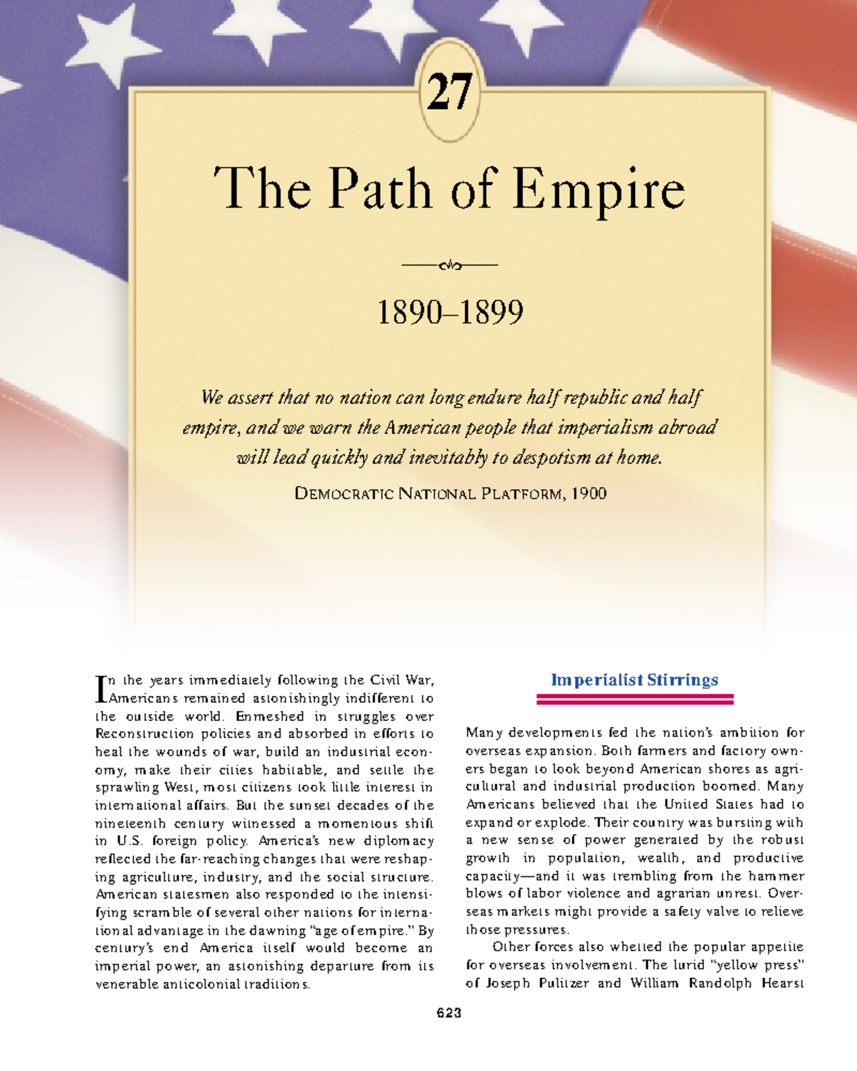 Americanpageantchapter 27 - 27 The Path of Empire 1890– We assert that ...