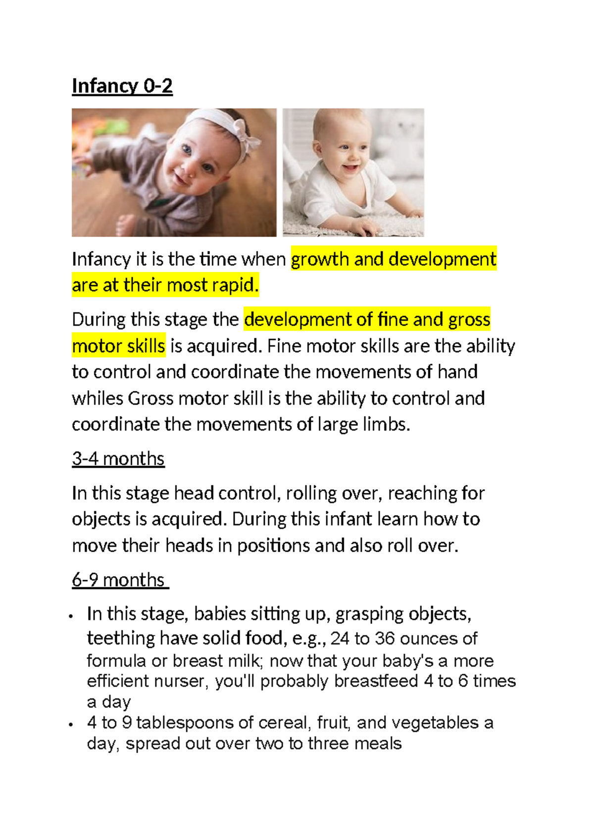 Infancy - all - Infancy 0- Infancy it is the time when growth and ...