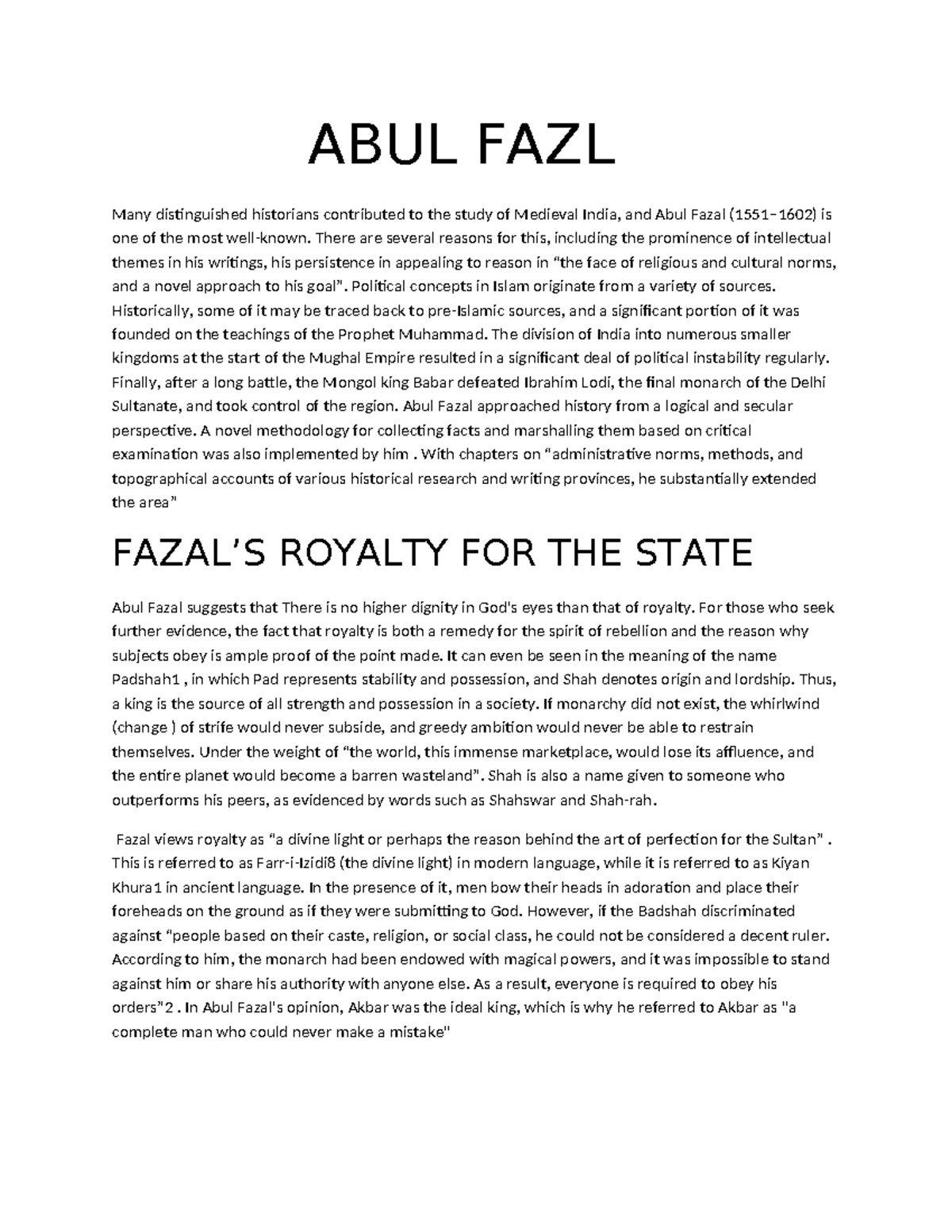 ABUL FAZL - ABUL FAZL Many distinguished historians contributed to the ...