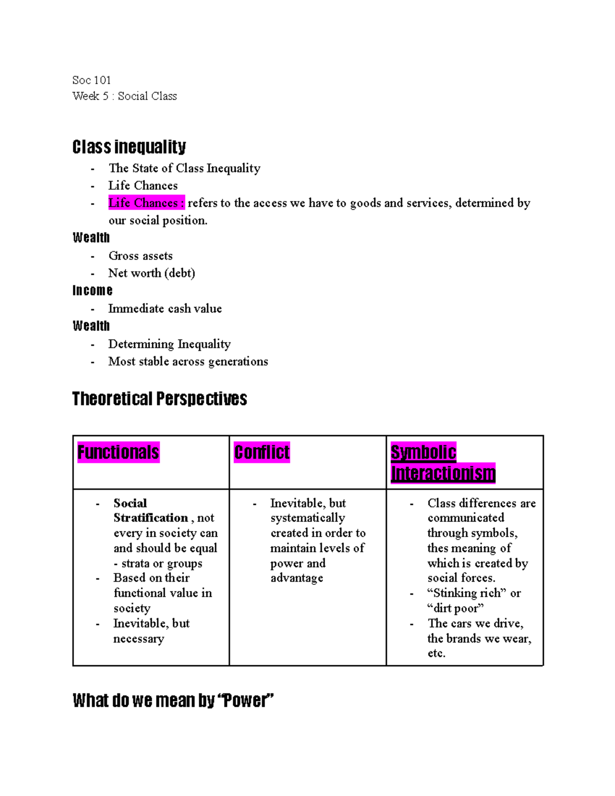 Soc 101 - Week 5 - Social Class - Soc 101 Week 5 : Social Class Class ...