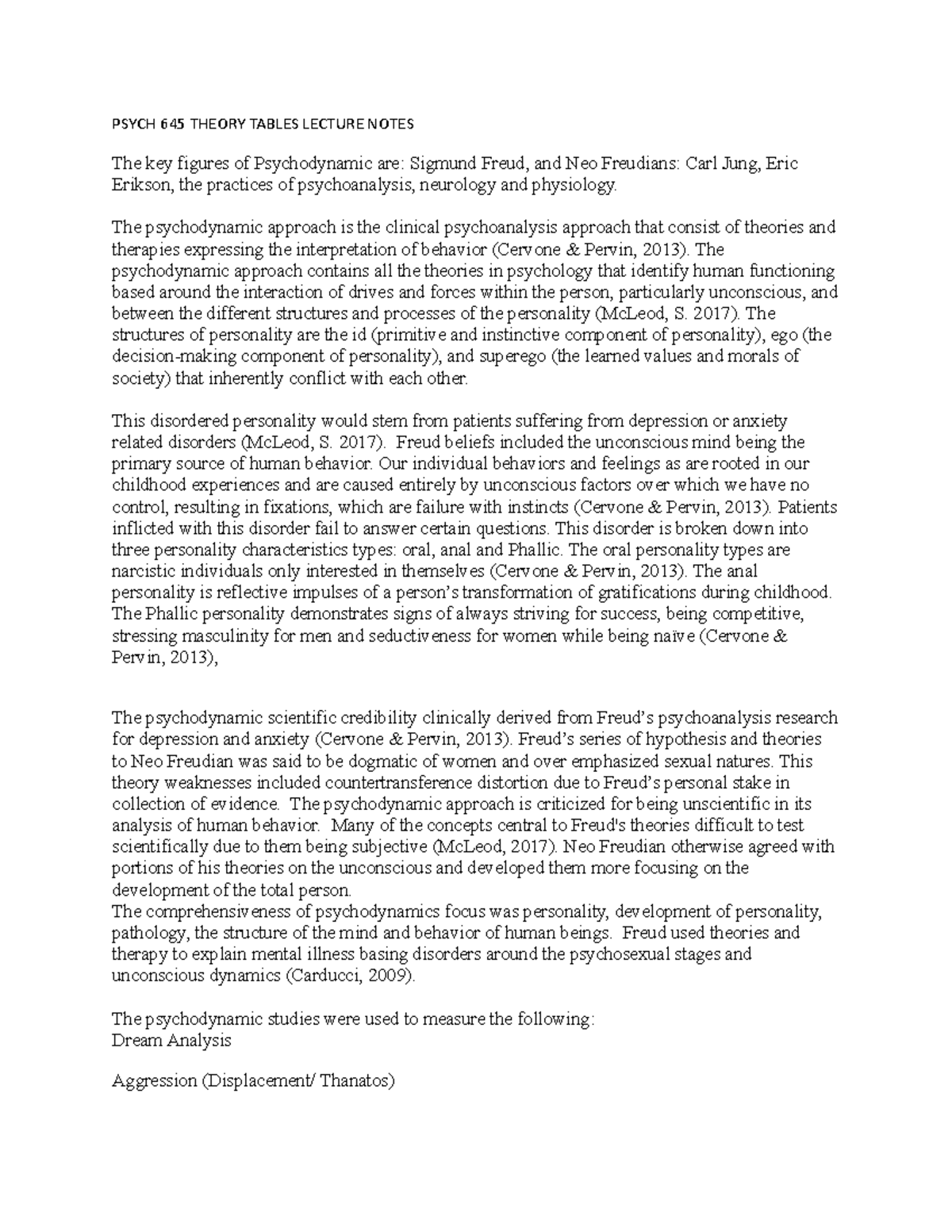 PSYCH 645 Theory Tables Lecture Notes - PSYCH 645 THEORY TABLES LECTURE ...