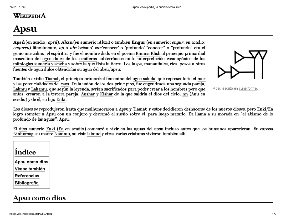 Apsu - MITOLOGIA - 7/2/23, 19:49 Apsu - Wikipedia, la enciclopedia ...