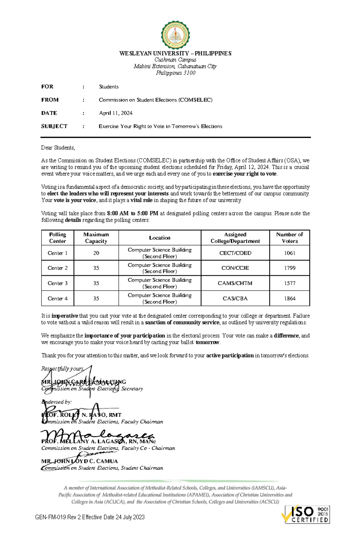 Comselec-Vote-Wisely - WESLEYAN UNIVERSITY – PHILIPPINES Cushman Campus ...