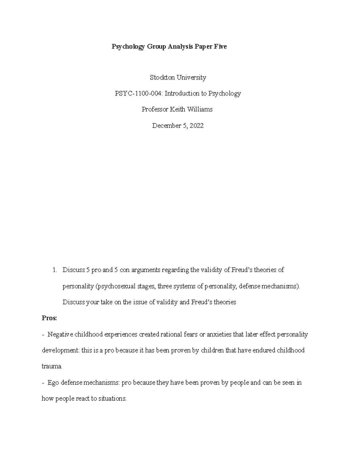 Group Analysis Paper 5 - Discuss your take on the issue of validity and ...