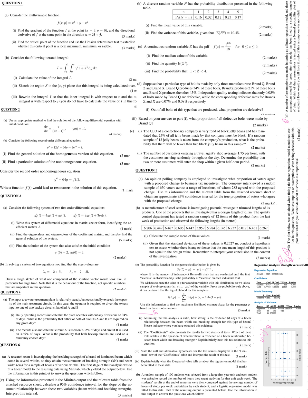 127 Formula Sheet-7 copy - QUESTION 1 (b) A discrete random variable N has the probability - Studocu