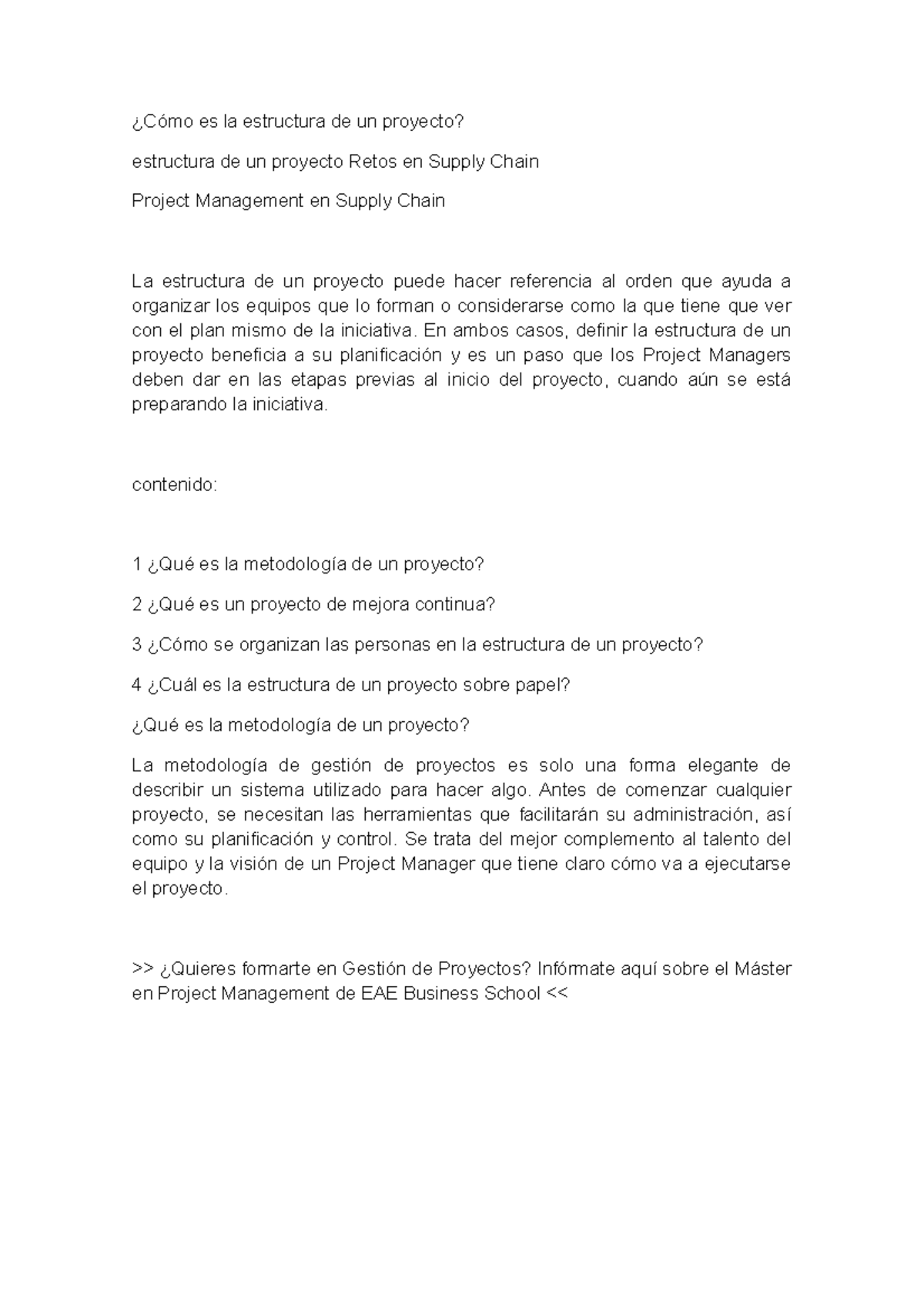 estructura de proyecto - ¿Cómo es la estructura de un proyecto ...