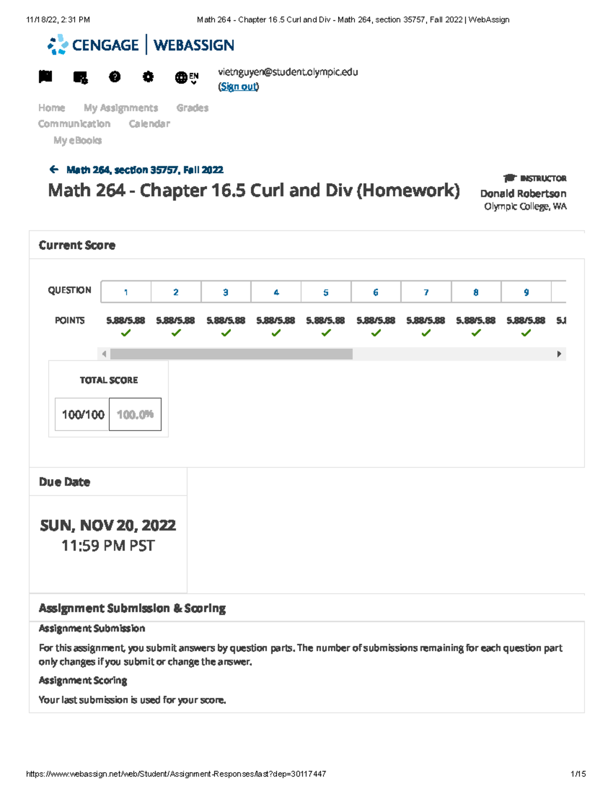Math 264 - Chapter 16.5 Curl and Div - Math 264, section 35757, Fall ...