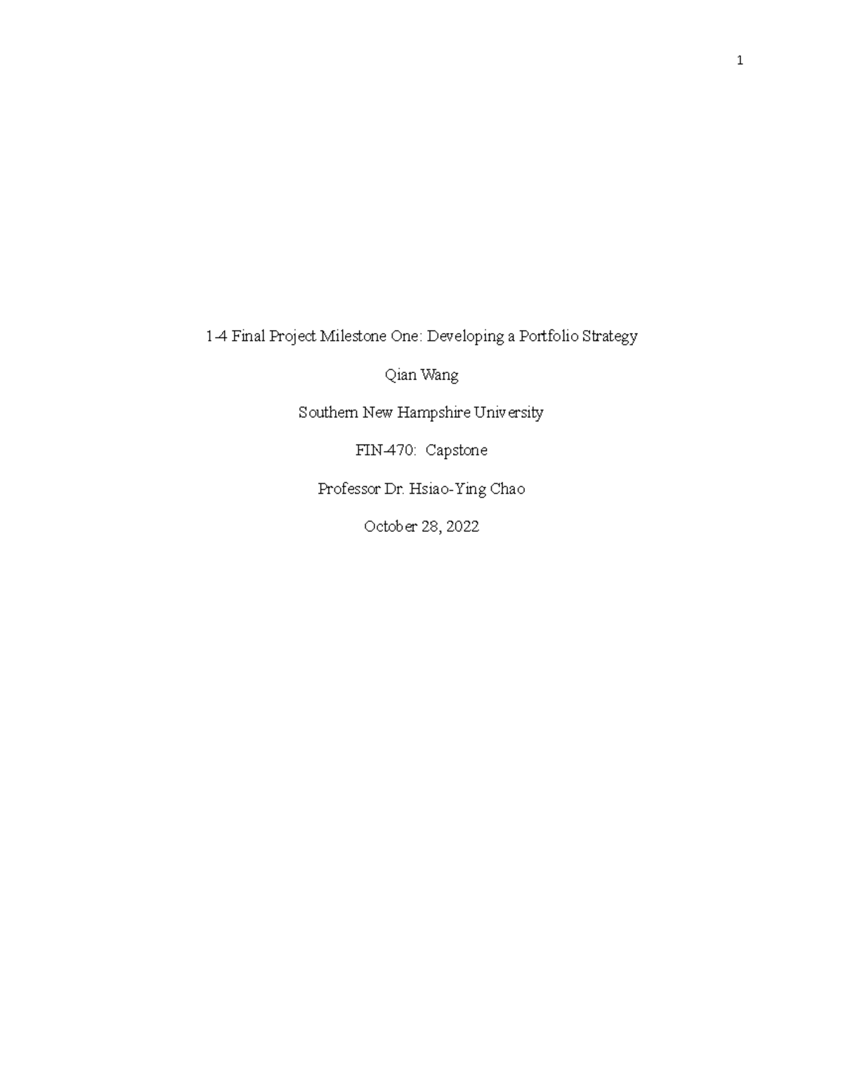 1-4 Module one - Capstone assignment - 1-4 Final Project Milestone One ...