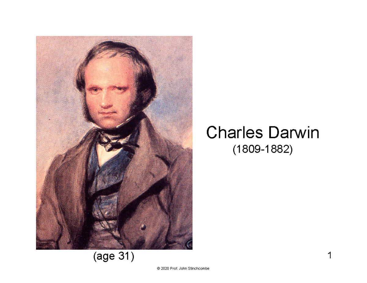 BIO120Fall2020 Lecture 2 1slide - Charles Darwin (1809-1882) (age 31 ...