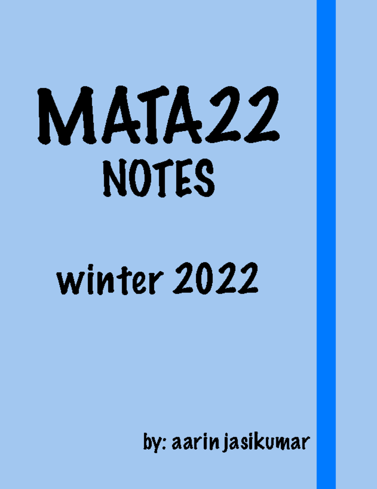 Mata22 Notes Mata22 Mata Notes By Aarin Jasikumar Winter 2022