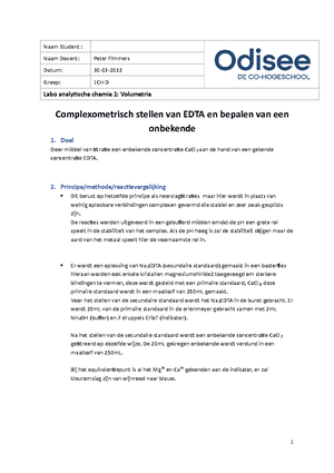 Handleiding Verwerken VAN Meetresultaten MET Excel AAN DE HAND VAN EEN ...