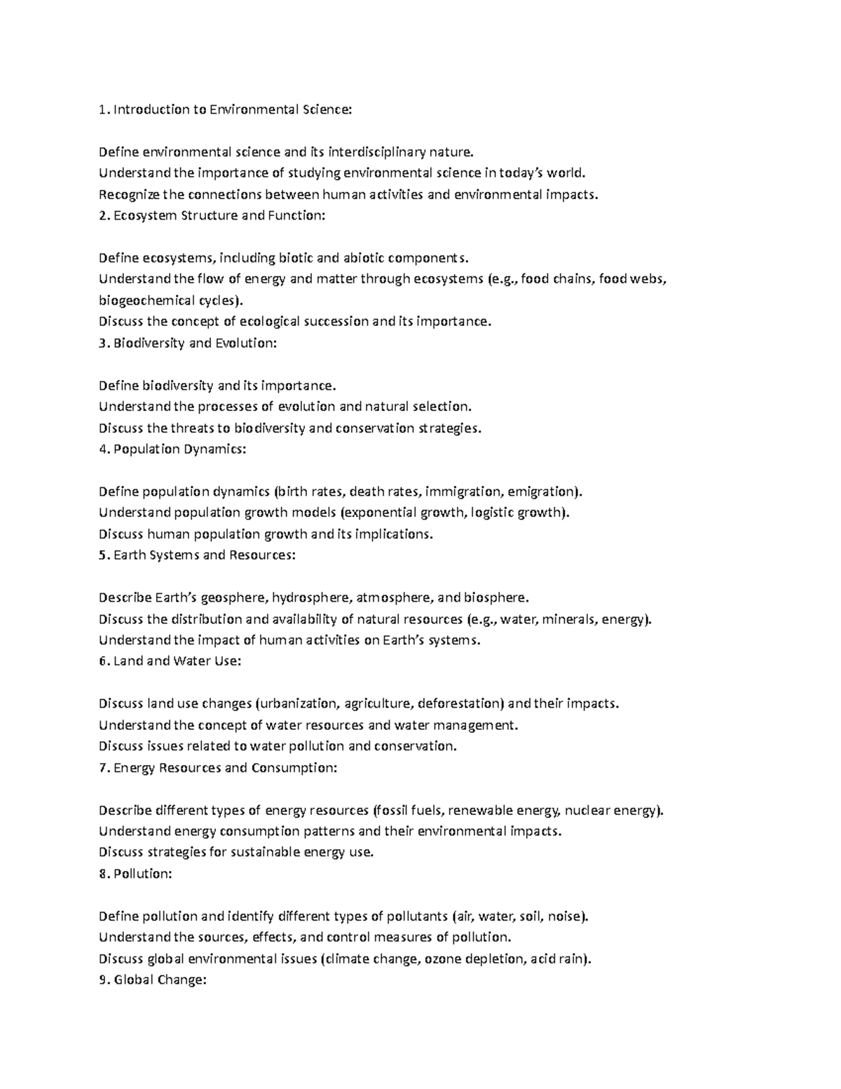 APES Study Guide - Introduction to Environmental Science: Define ...