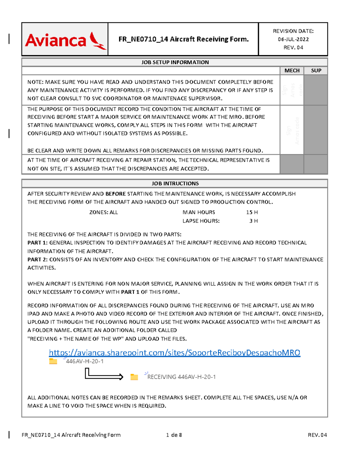 FR NE0710 14 Aircraft Receiving Report - FR_NE0710_14 Aircraft ...