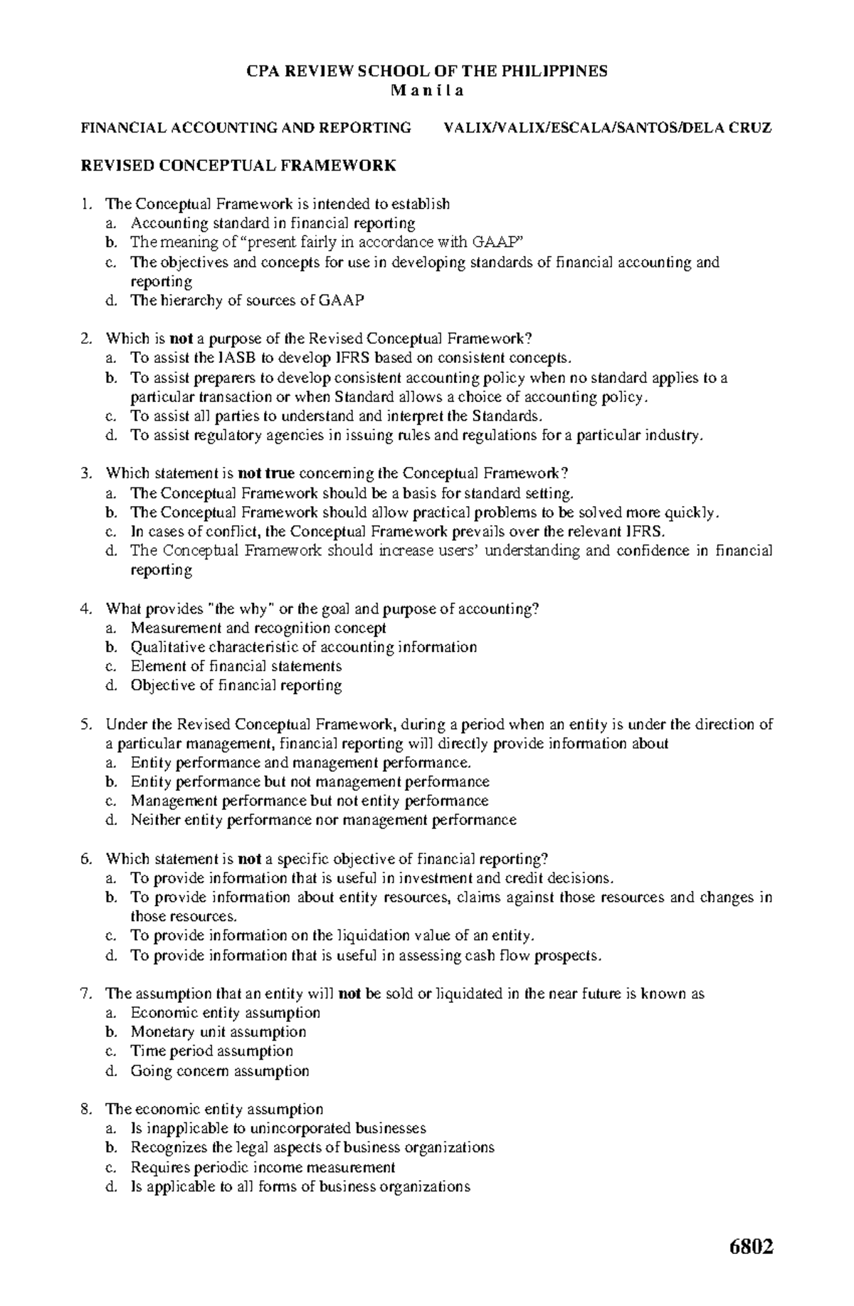 conceptual framework - CPA REVIEW SCHOOL OF THE PHILIPPINES M a n i l a ...
