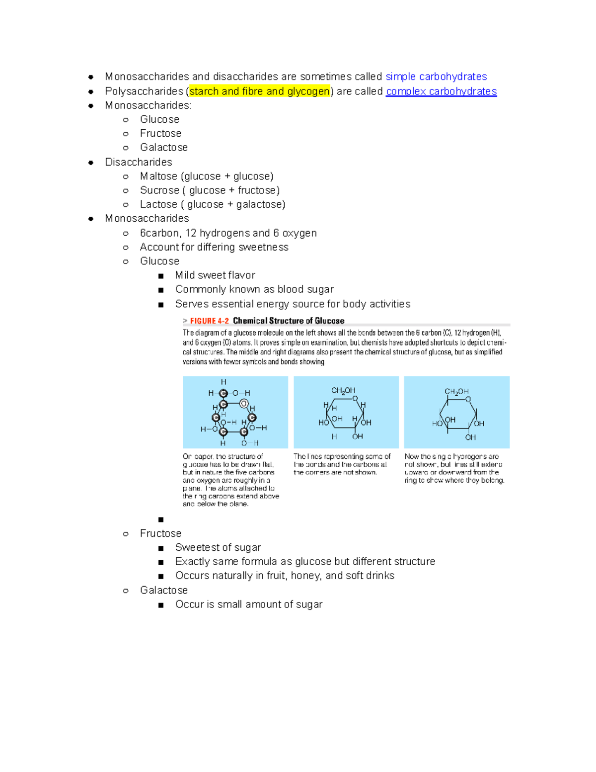 Nutriton exam 2 9 - nutrition lecture notes - Monosaccharides and ...