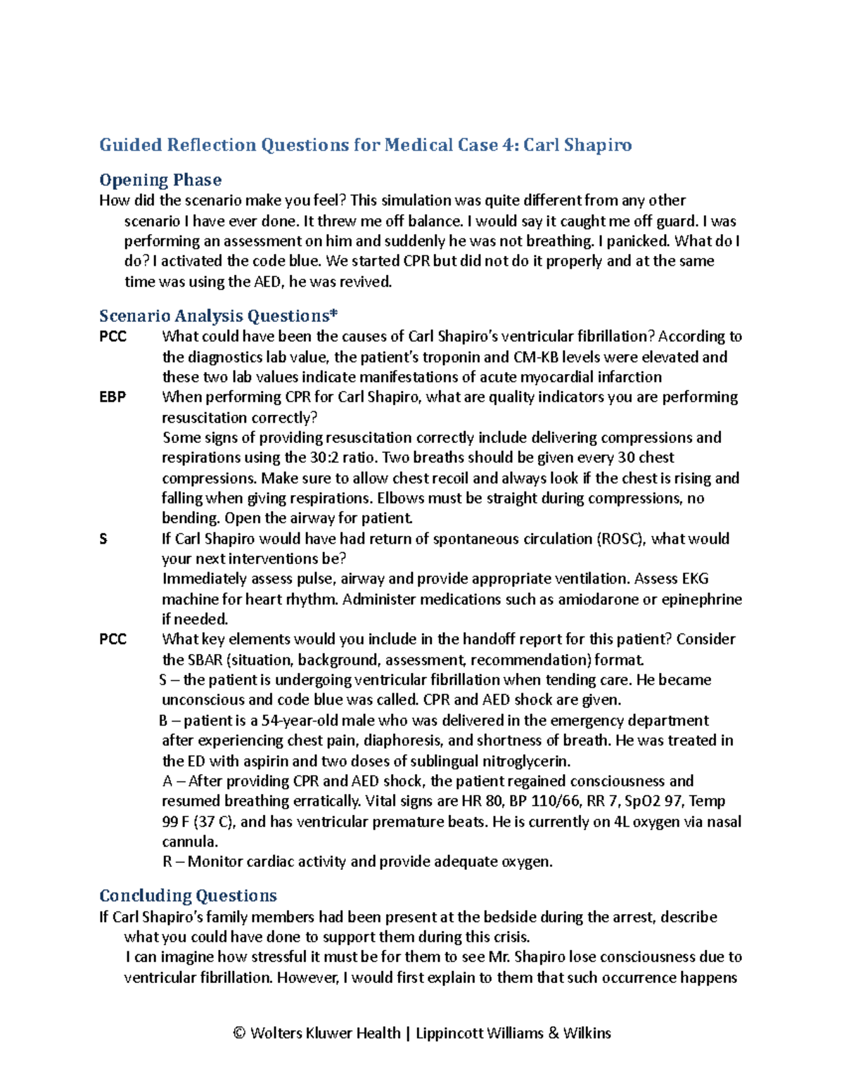 V Sim Carl shaphiro - Guided Reflection Questions for Medical Case 4 ...