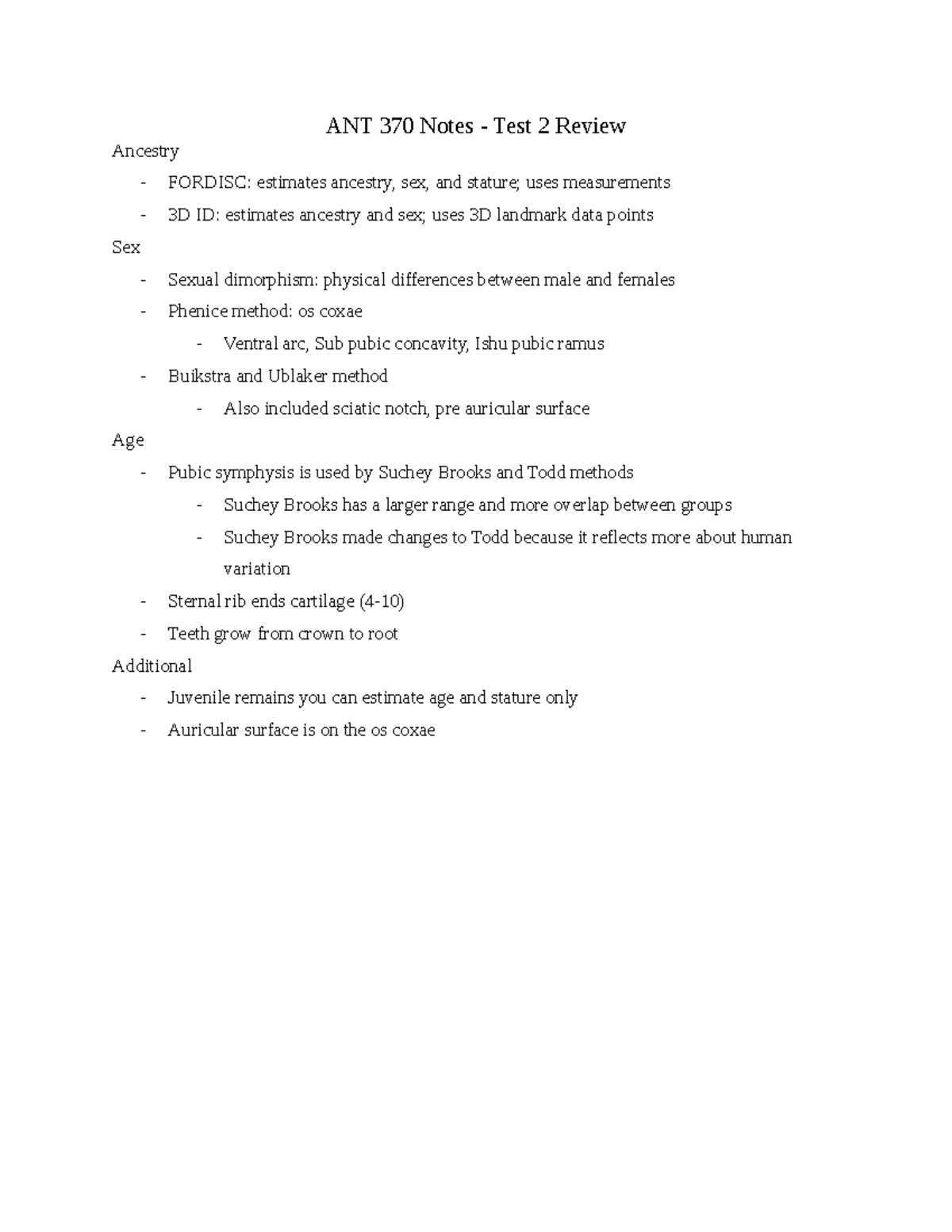 ANT 370 Notes - Test 2 Review - ANT 370 Notes - Test 2 Review Ancestry ...