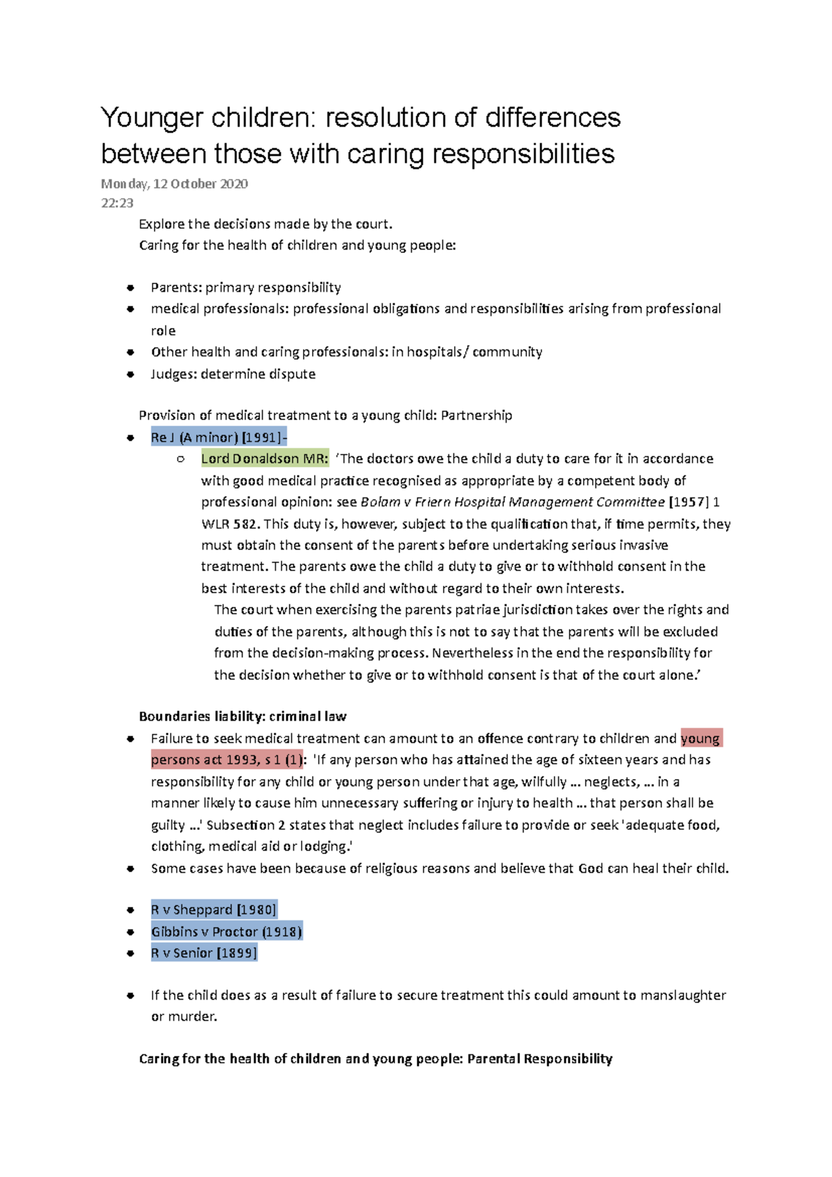 Younger children resolution of differences between those with caring ...