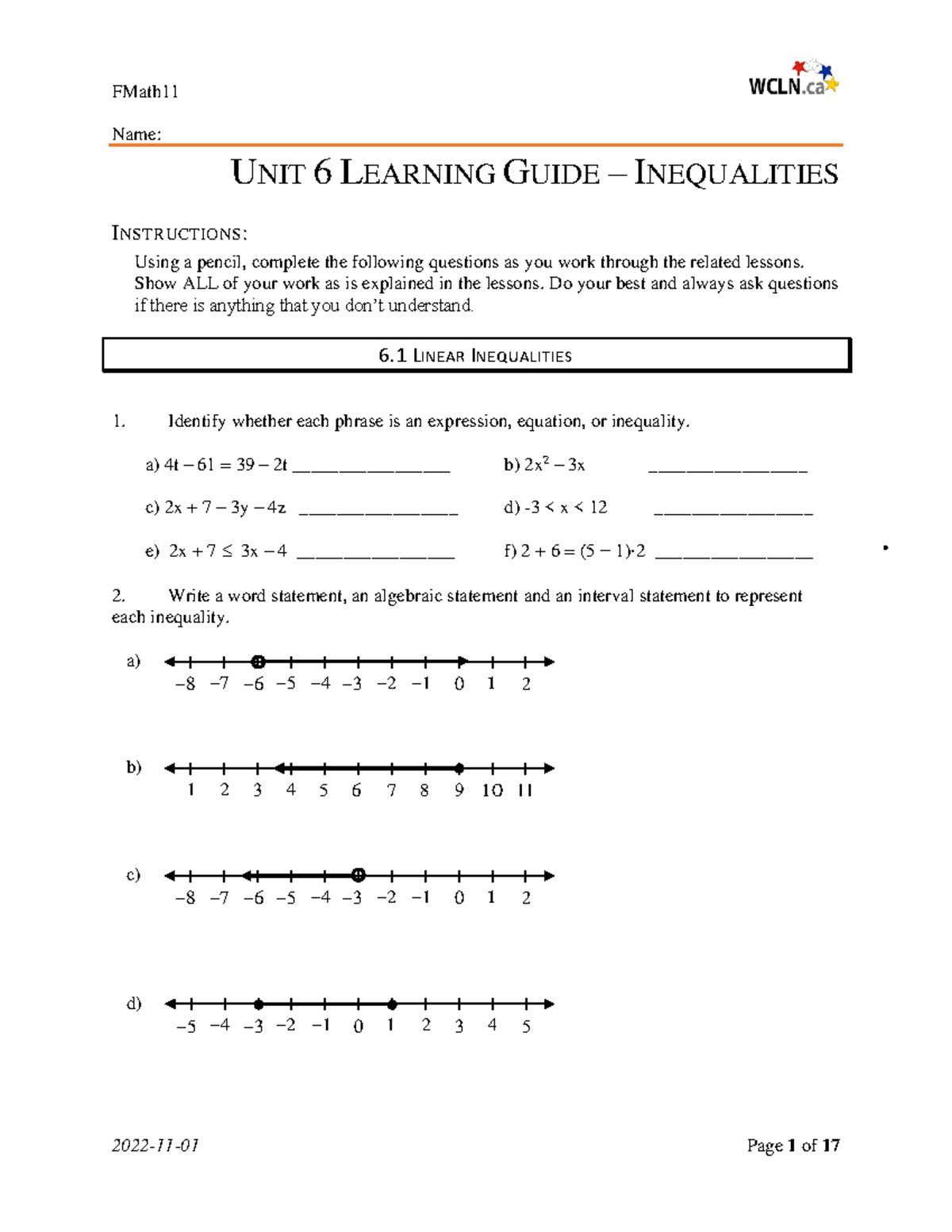 Fm11 U6 Lg Foundations Revisions Name Unit 6 Learning Guide