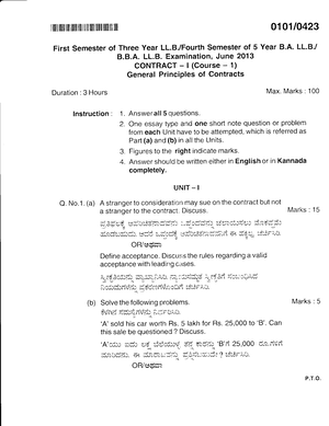 first semester of 3 years llb question papers - Studocu