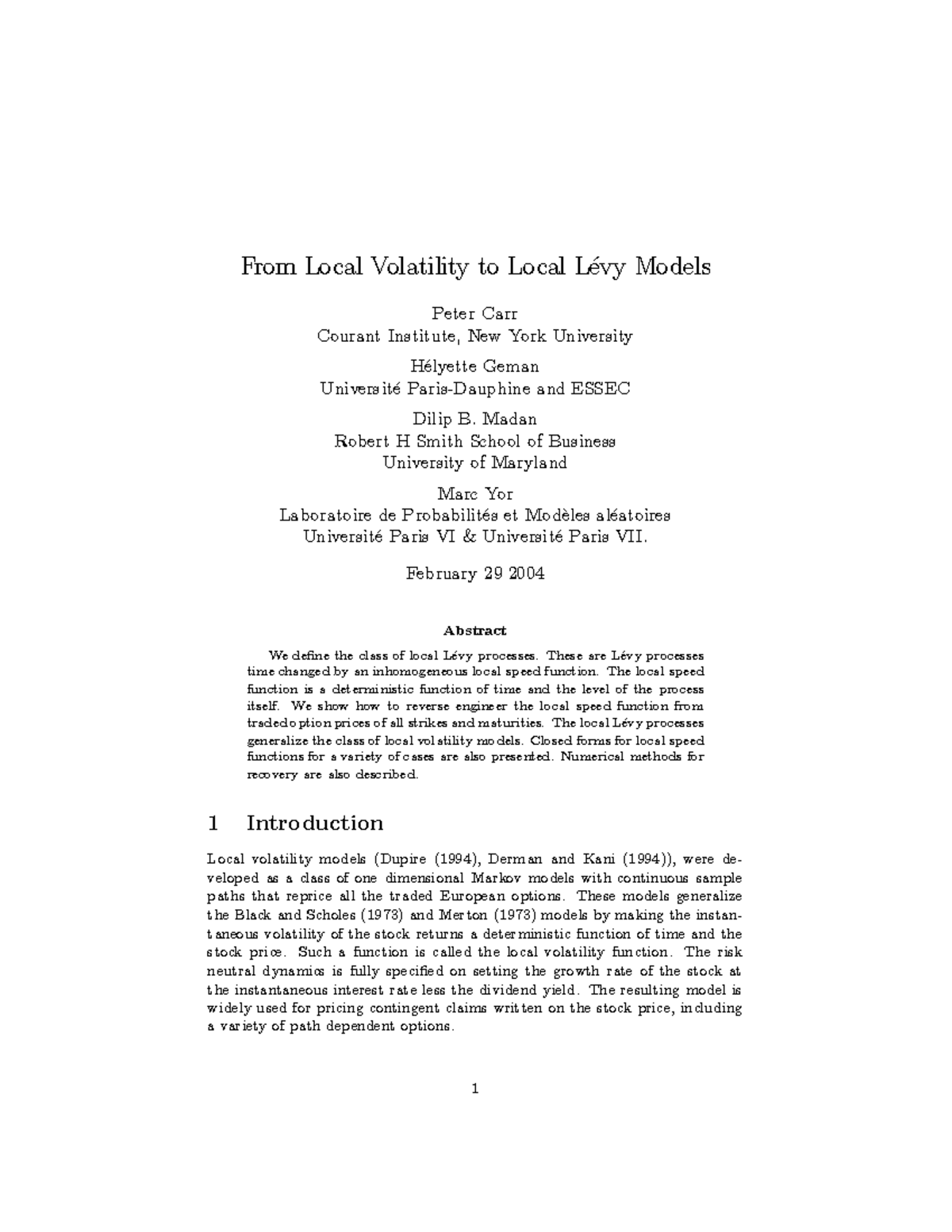 From local volatility to local Levy mode - From Local Volatility to ...
