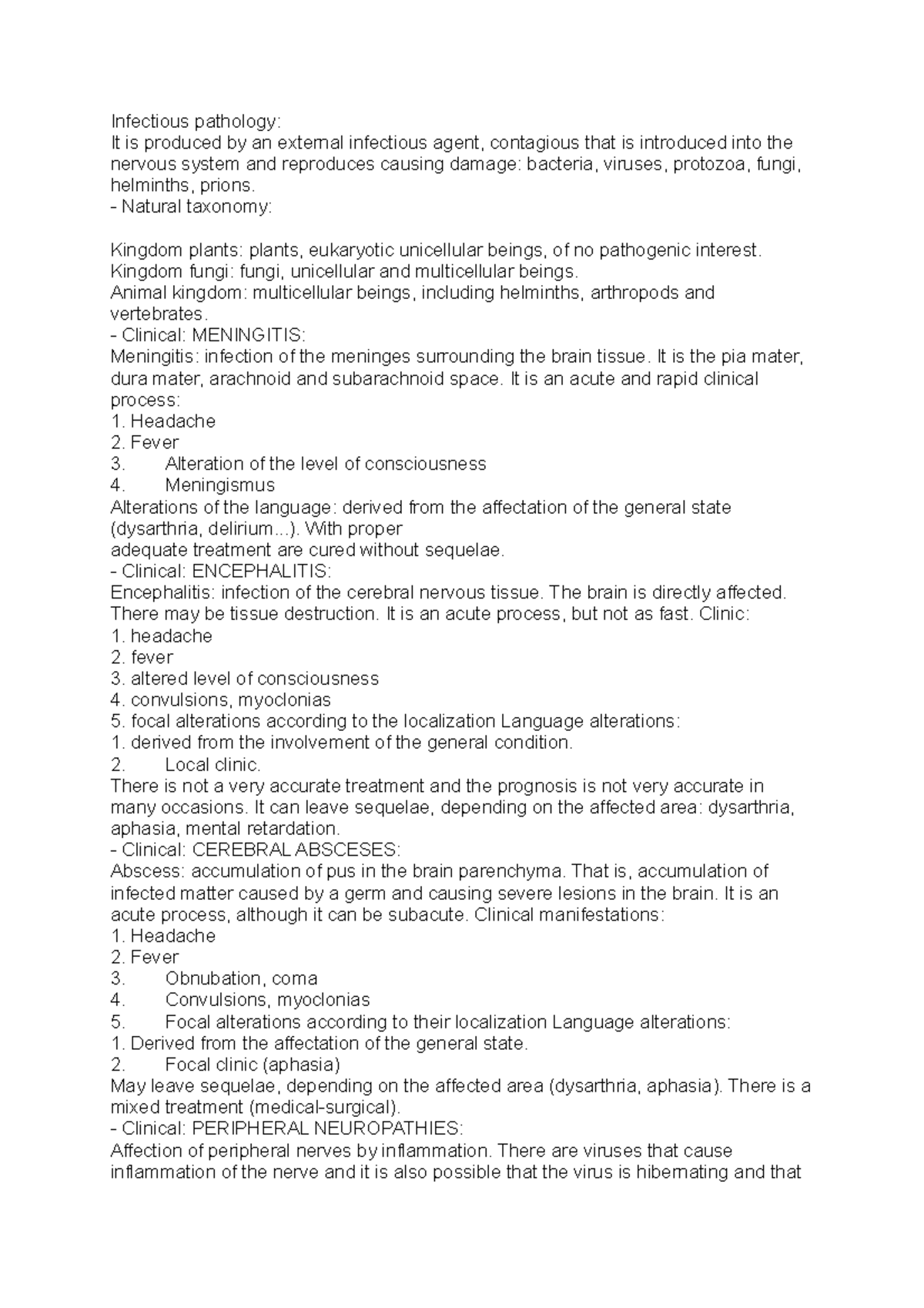 Infectious pathology - Study guide - Infectious pathology: It is ...