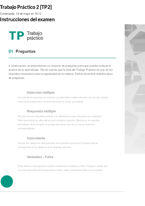 Examen Trabajo Práctico 4 [TP4] - Trabajo Práctico 4 [TP4] Comenzado: 9 de sep en 12 ...