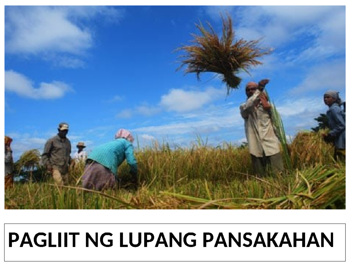 Pagliit NG Lupang Pansakahan - Education - PAGLIIT NG LUPANG PANSAKAHAN - Studocu