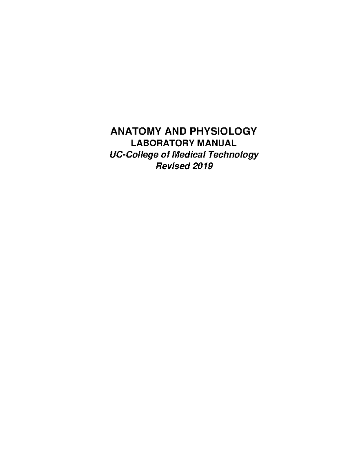 Anaphy LAB Manual 2019 ed - ANATOMY AND PHYSIOLOGY LABORATORY MANUAL UC ...