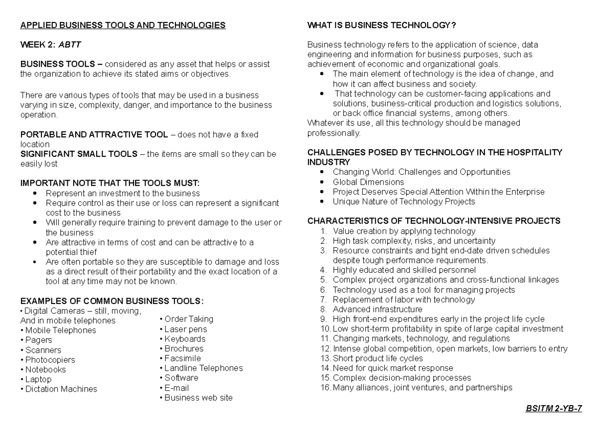 ABTT Reviewer - ... - APPLIED BUSINESS TOOLS AND TECHNOLOGIES WEEK 2 ...