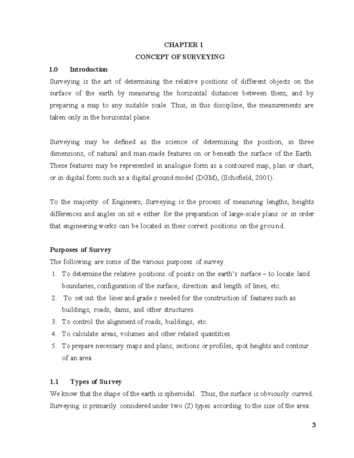 Lesson Notes- Principles OF Surveying - CHAPTER 1 CONCEPT OF SURVEYING ...