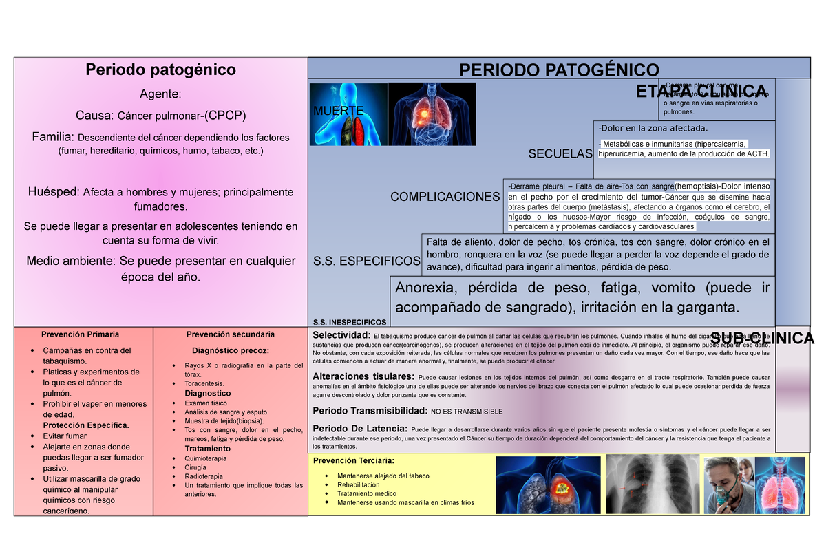 Historia natural del cancer de pulmon - PERIODO PATOGÉNICO SUB-CLINICA ...