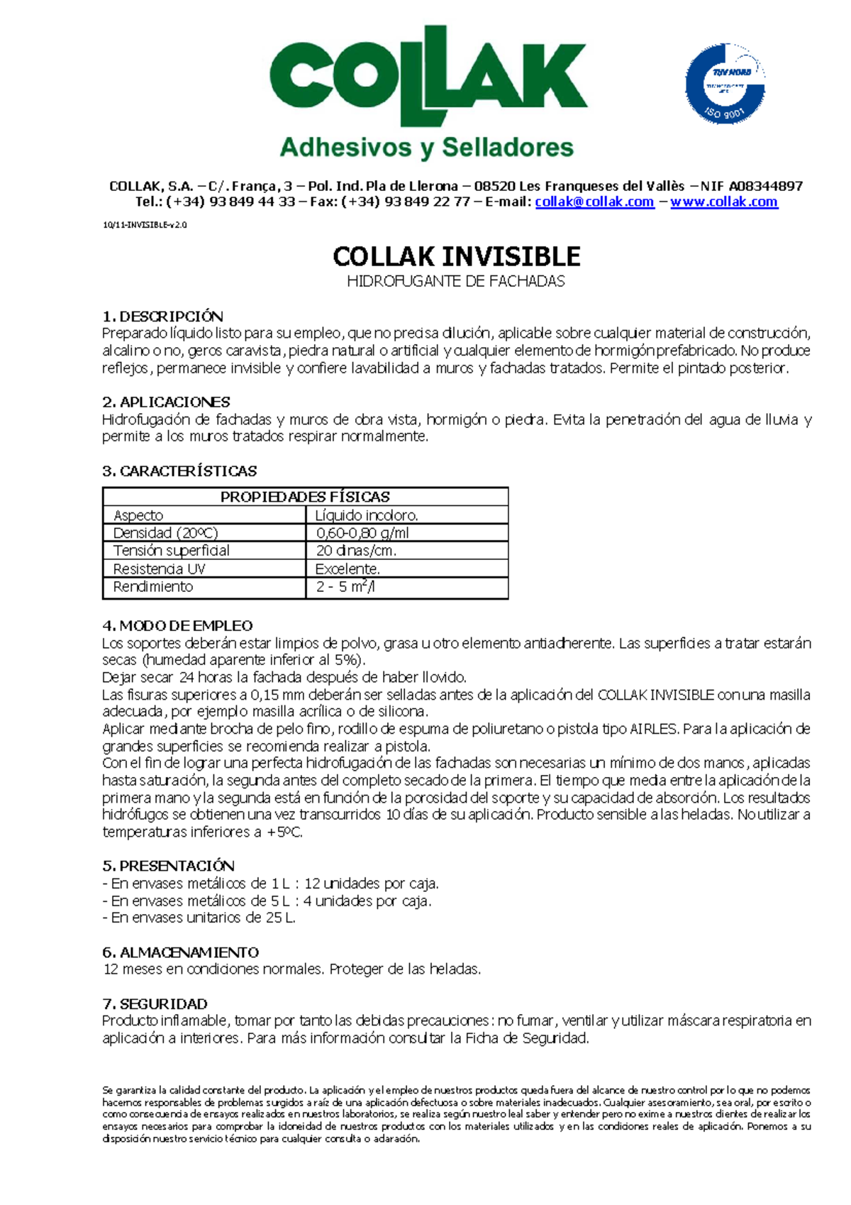 Hidrofugante fachadas collak l incoloro 10397436 techsheetsup - COLLAK ...