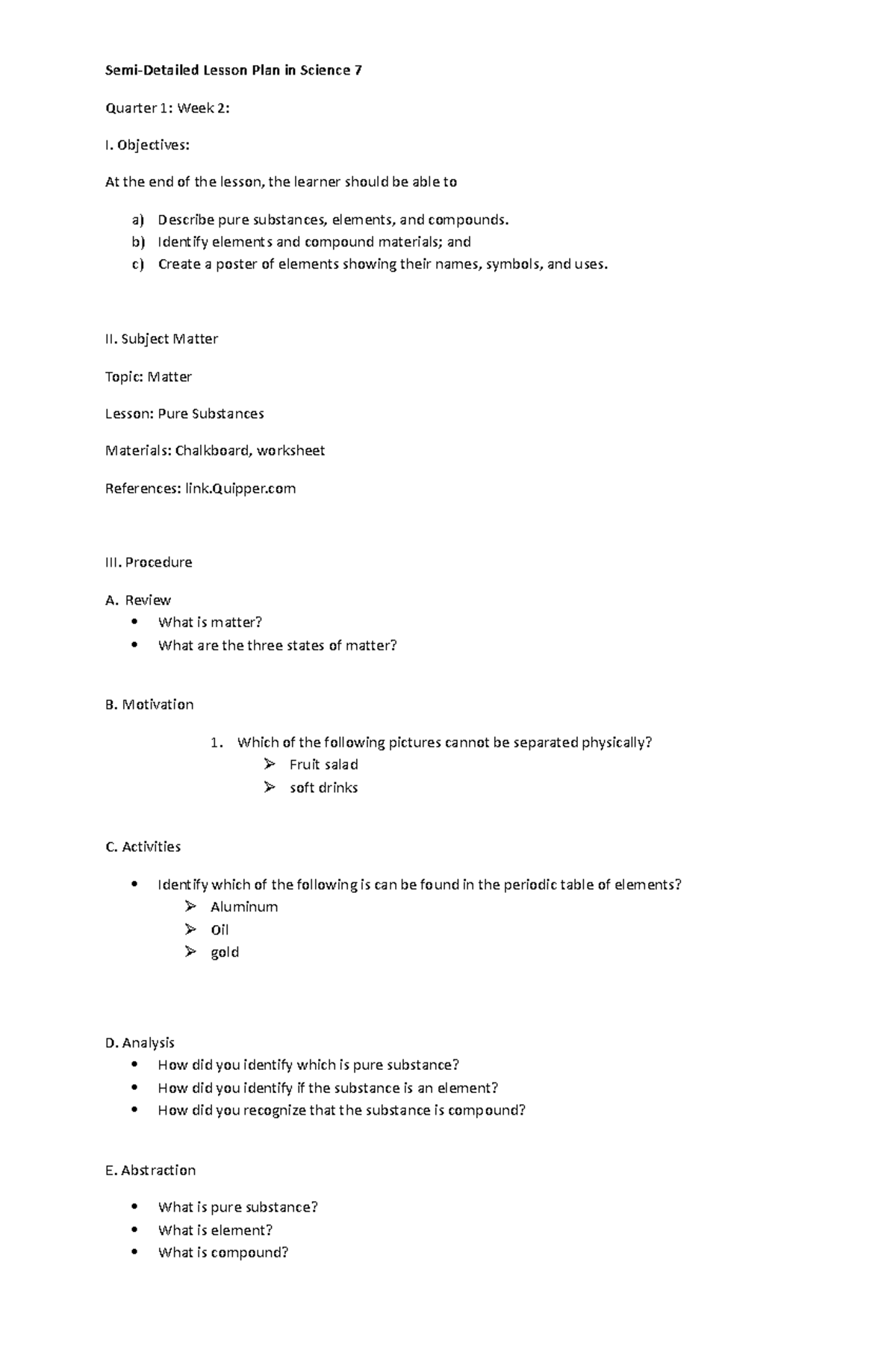 Sci7q1 wk2 - biology - Semi-Detailed Lesson Plan in Science 7 Quarter 1 ...
