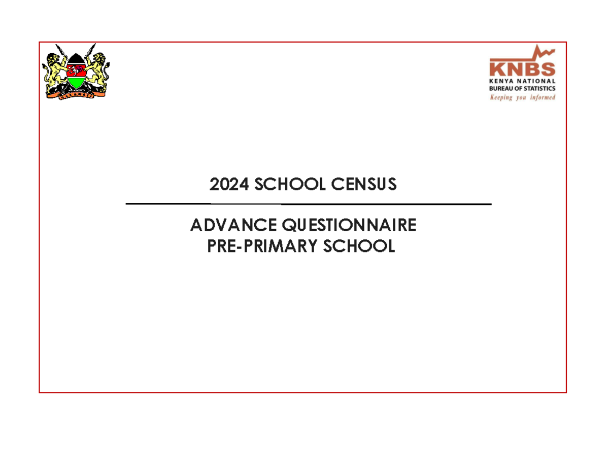 Advance Pre-Primary School Questionnaire 08.05. 2024 - 2024 SCHOOL ...