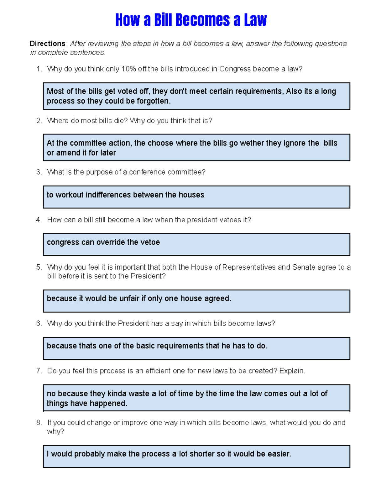 Copy of Copy of How a Bill Becomes a Law - How a Bill Becomes a Law ...