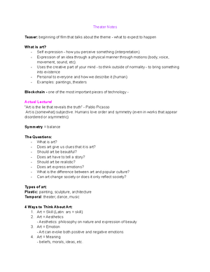 Theater Notes 1 - Blocking: movement of actors on stage Playwright ...