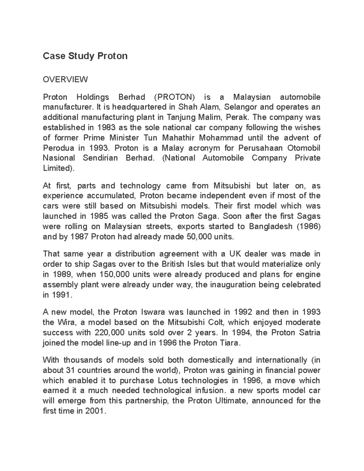 Case-study-proton compress - Case Study Proton OVERVIEW Proton Holdings ...