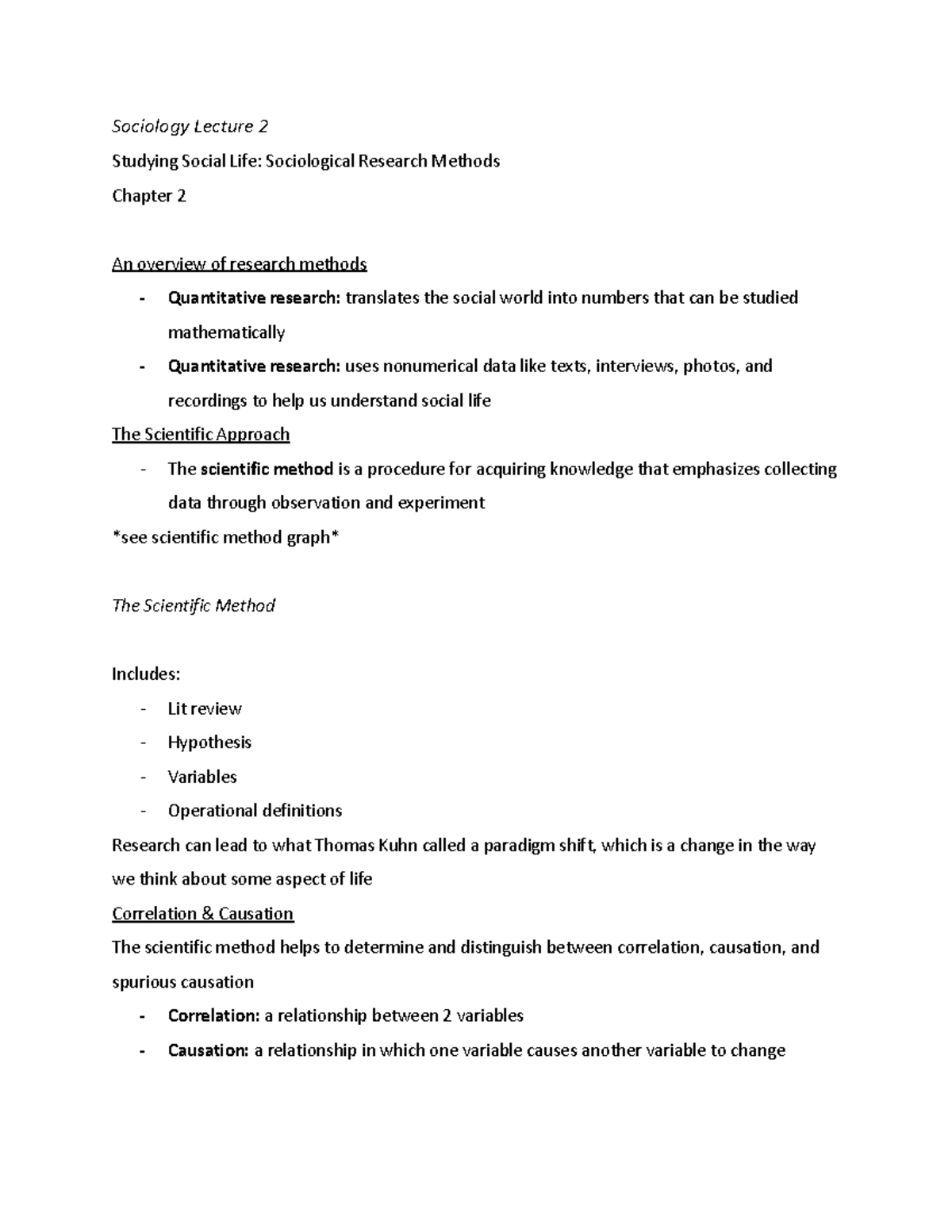Sociology Lecture 2 - detailed notes from class - Sociology Lecture 2 ...