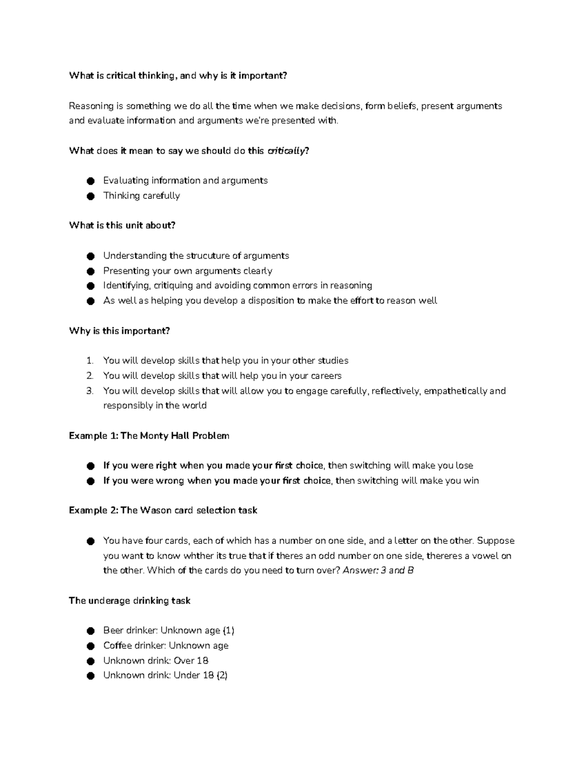 Topic One - Introduction to Critical Thinking - What is critical ...