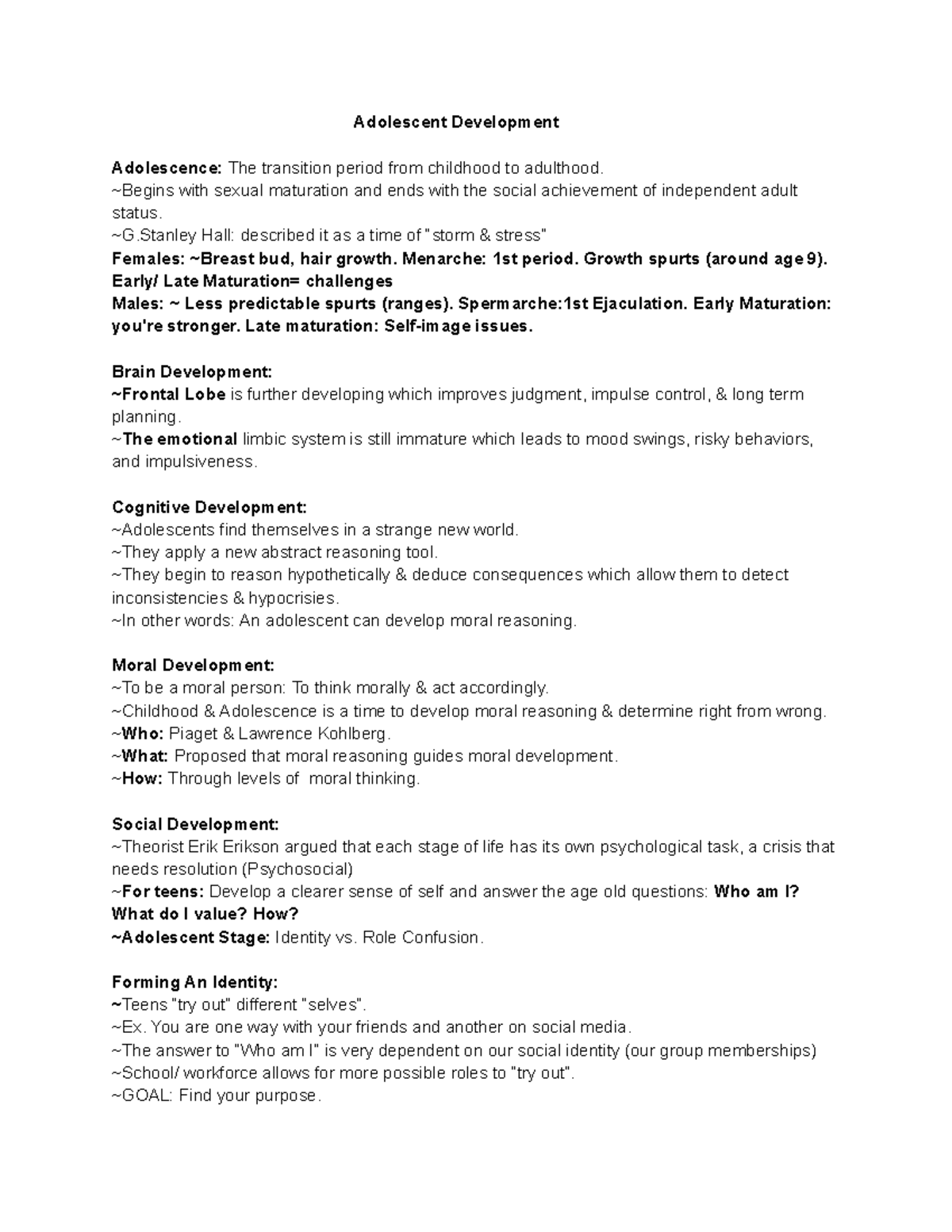 Adolescent Development - Adolescent Development Adolescence: The ...