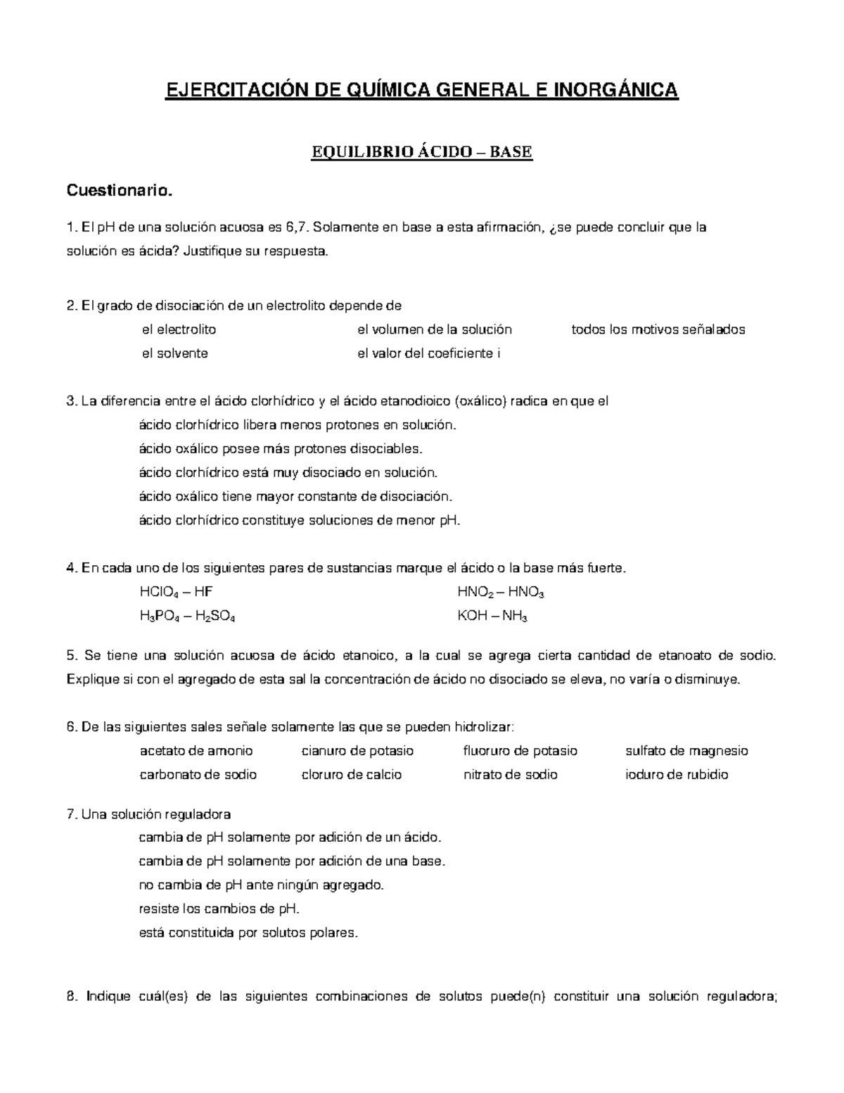 Nomenclatura Inorgnica Qumica Ejercicios Resueltos Pdf