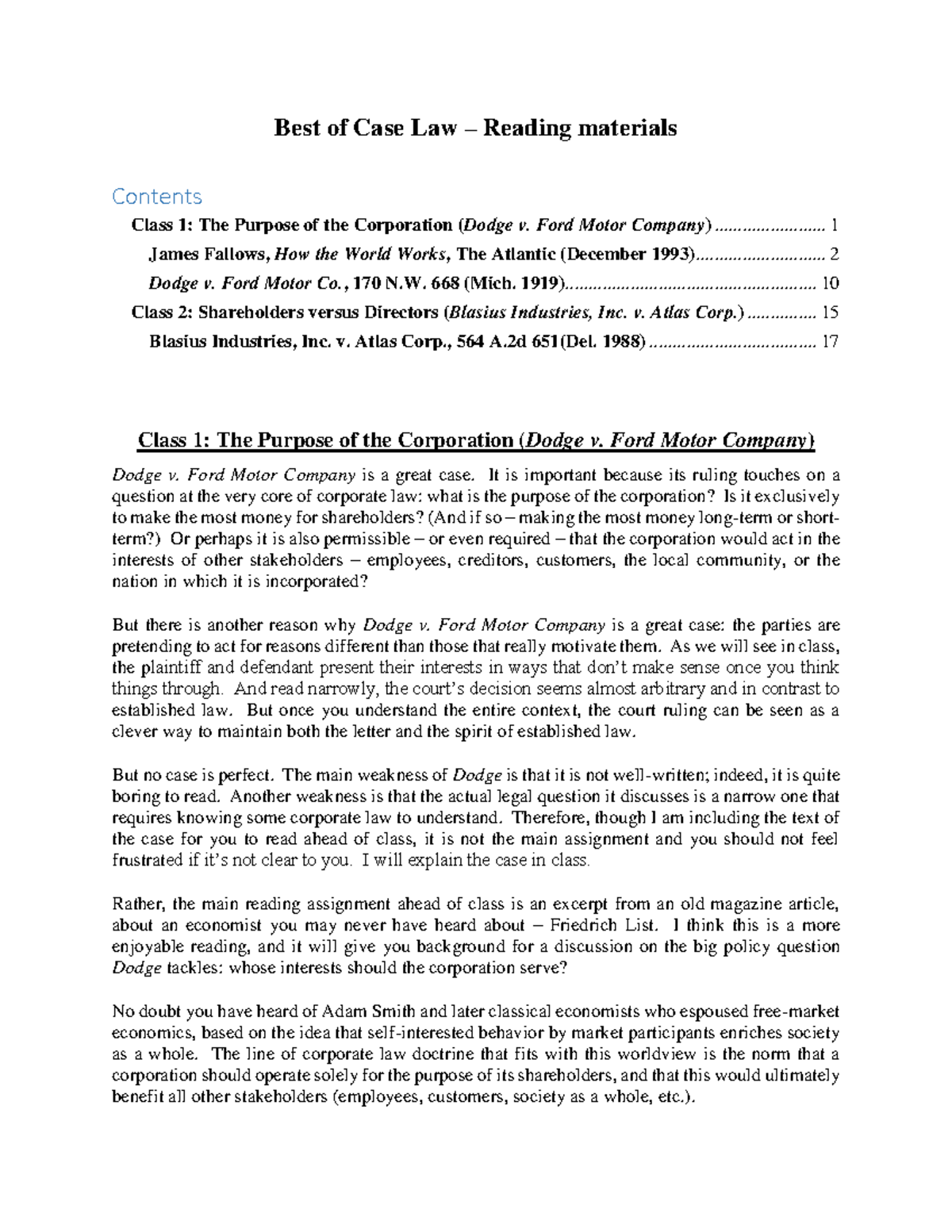 Best Cases 19 7 - Best of Case Law – Reading materials Contents Class 1 ...