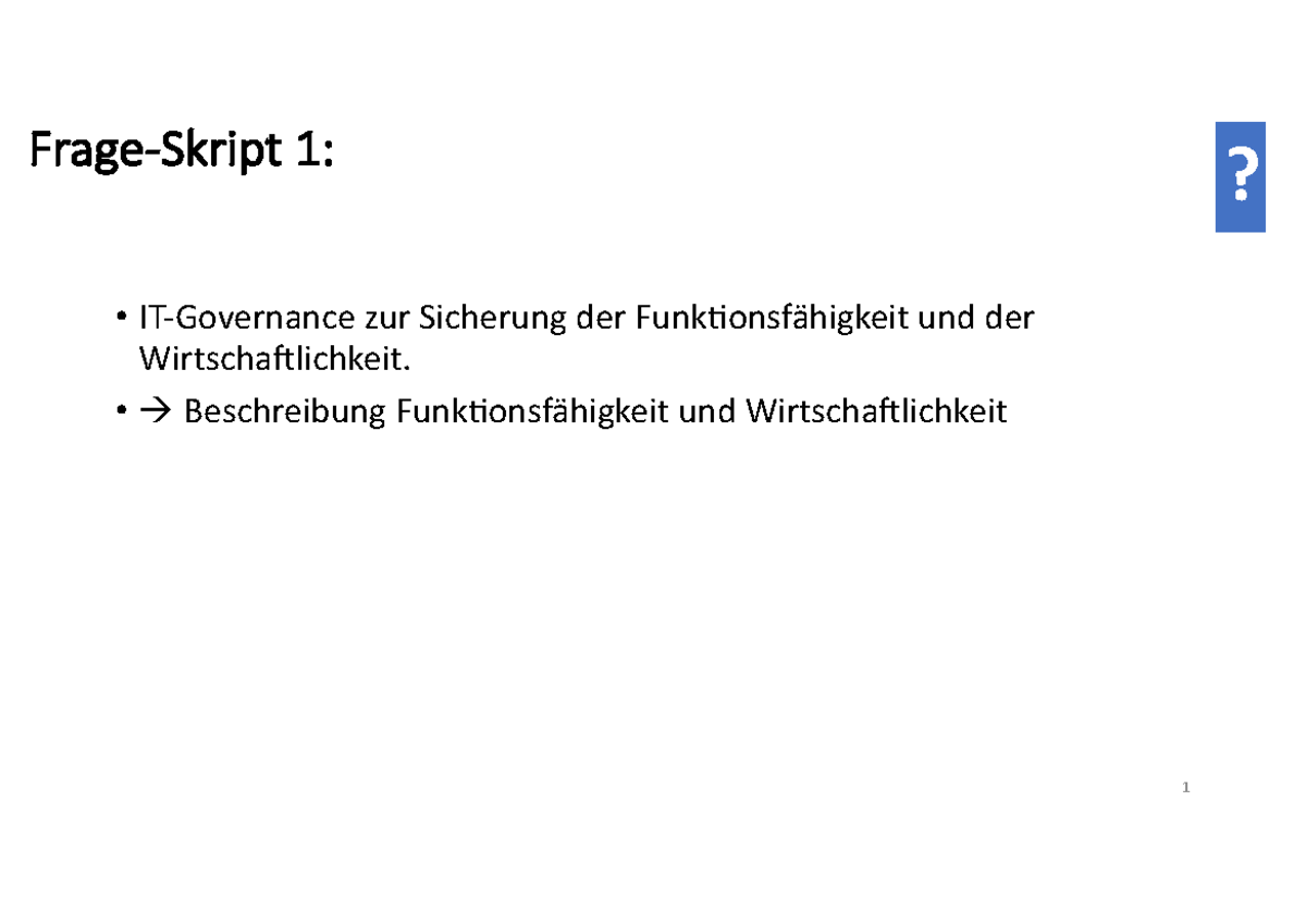 Zusammenfassung Skript 1 - Karteikarten - Warning: TT: undefined function: 32 Frage-Skript 1 ...