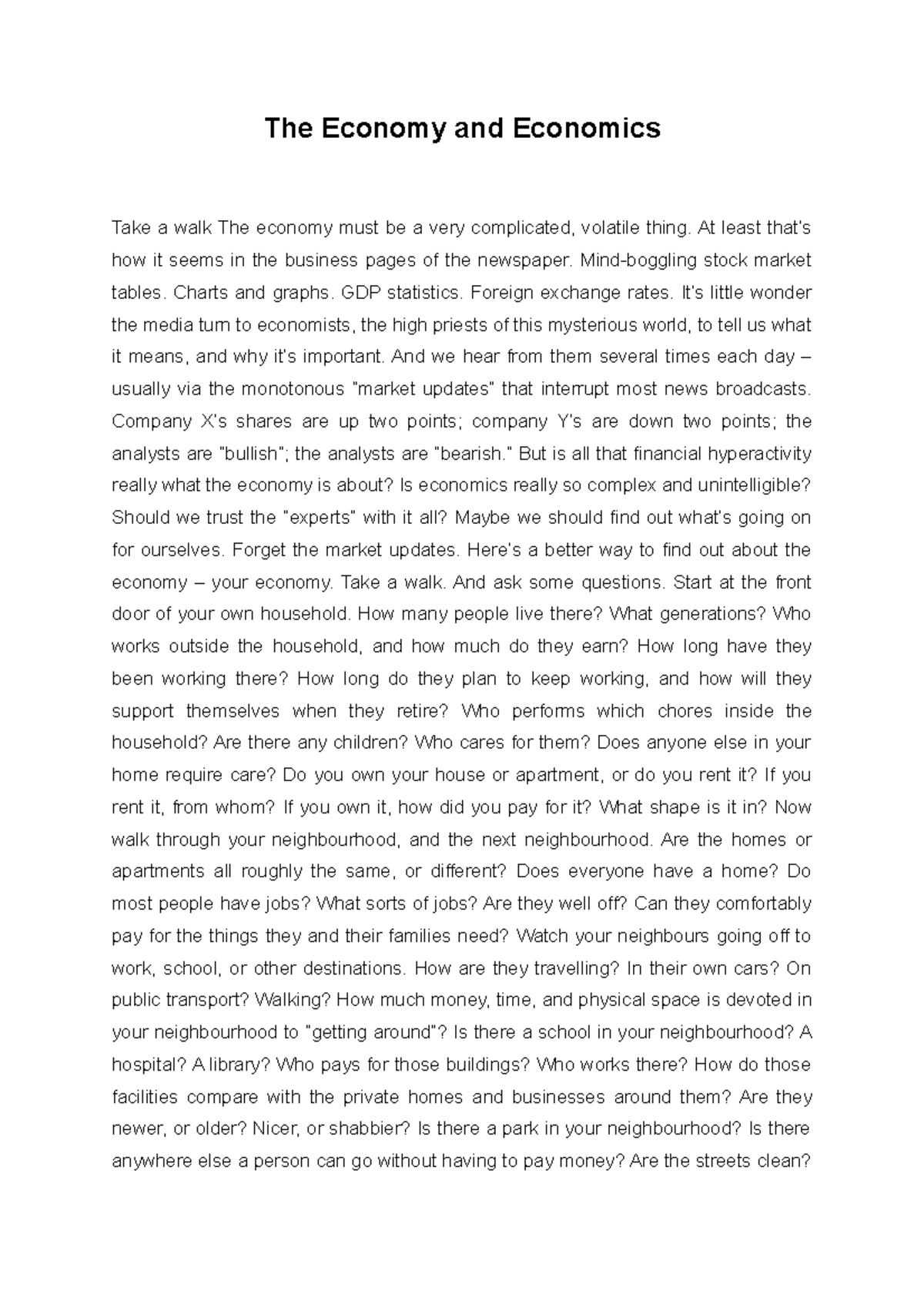 The Economy and Economics - At least that’s how it seems in the ...