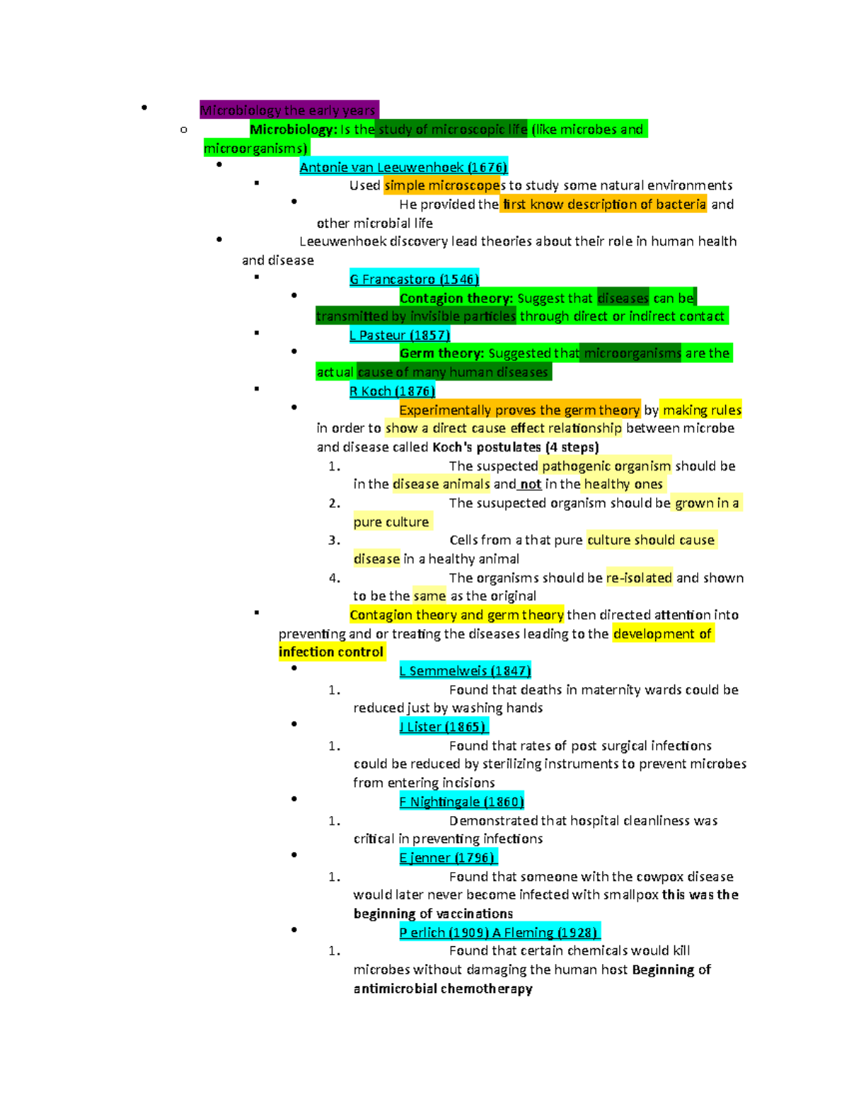 MCIM 223 Master - Lecture notes 1-21 - Microbiology the early years o ...